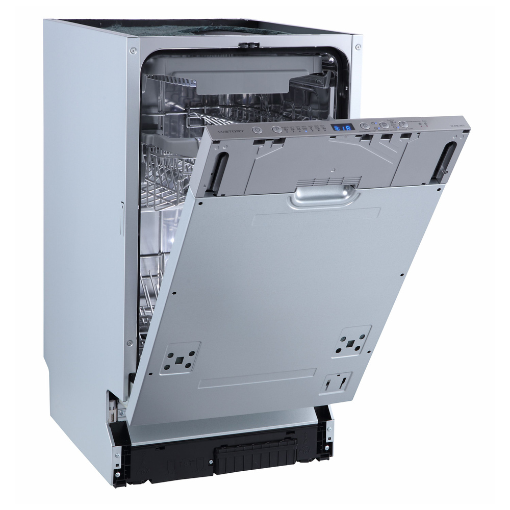 Узкая встраиваемая посудомоечная машина 45 см HiSTORY DI47BC MSS Авто-открывание дверцы, 3 ...