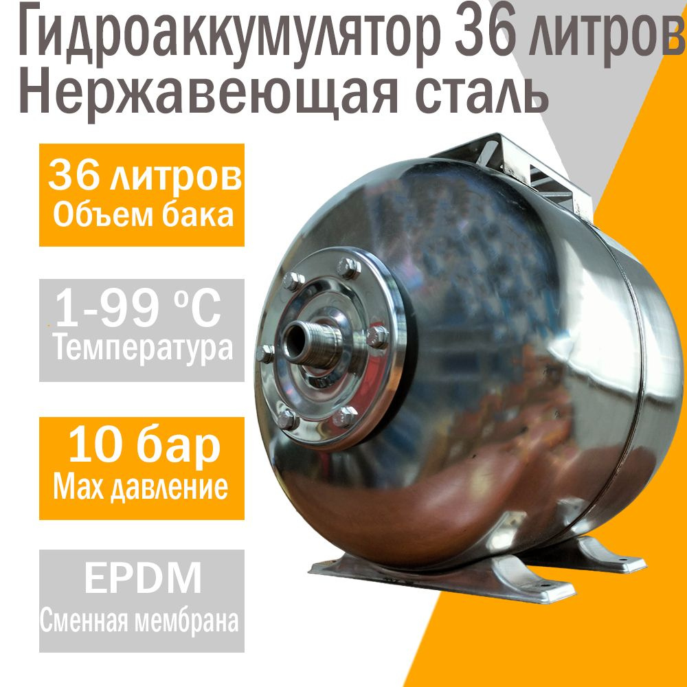Гидроаккумулятор из нержавеющей стали 36 литров горизонтальный - купить по выгодной цене в ...