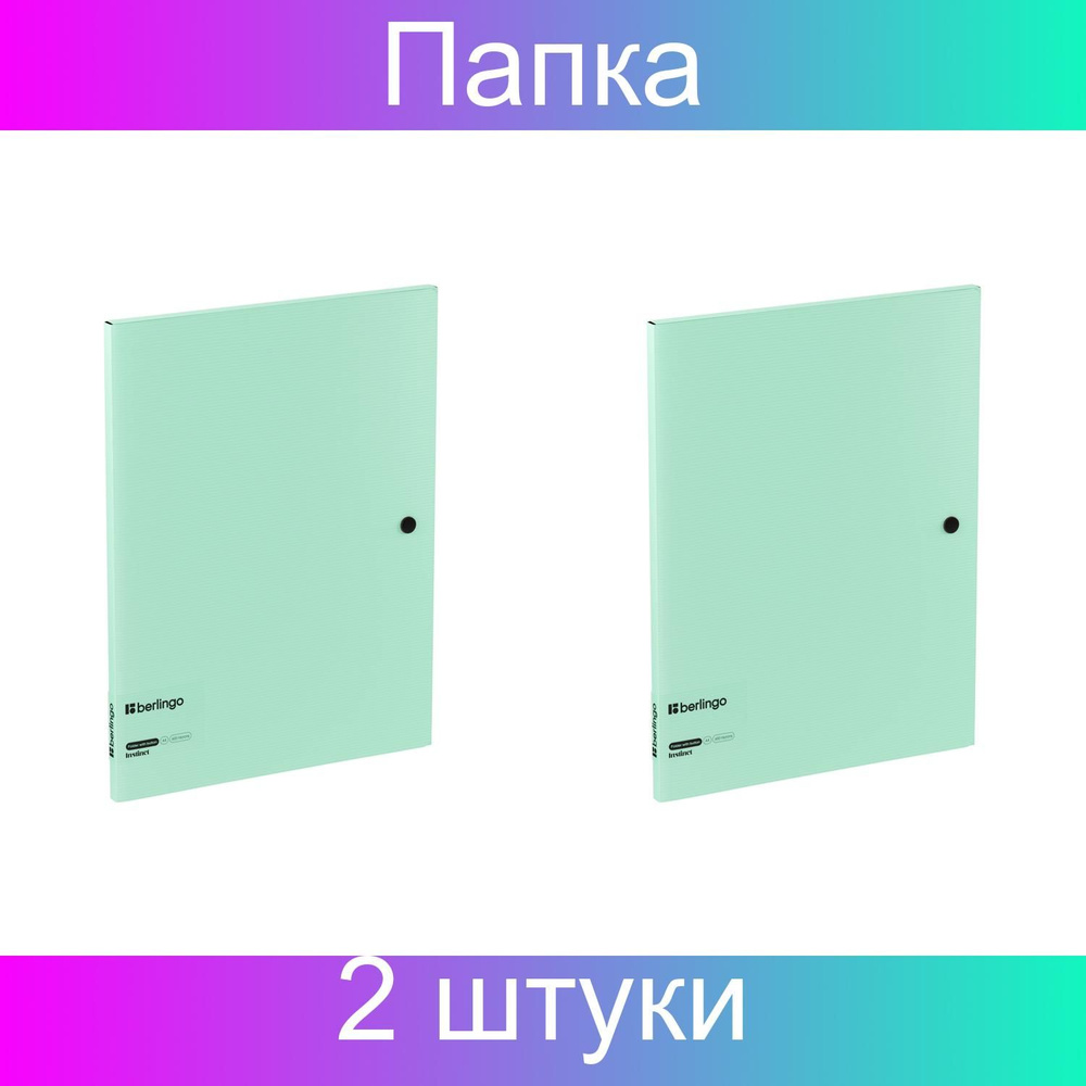 Папка на кнопке Berlingo "Instinct" А4, пластик, 600мкм, мятный, 2 ...