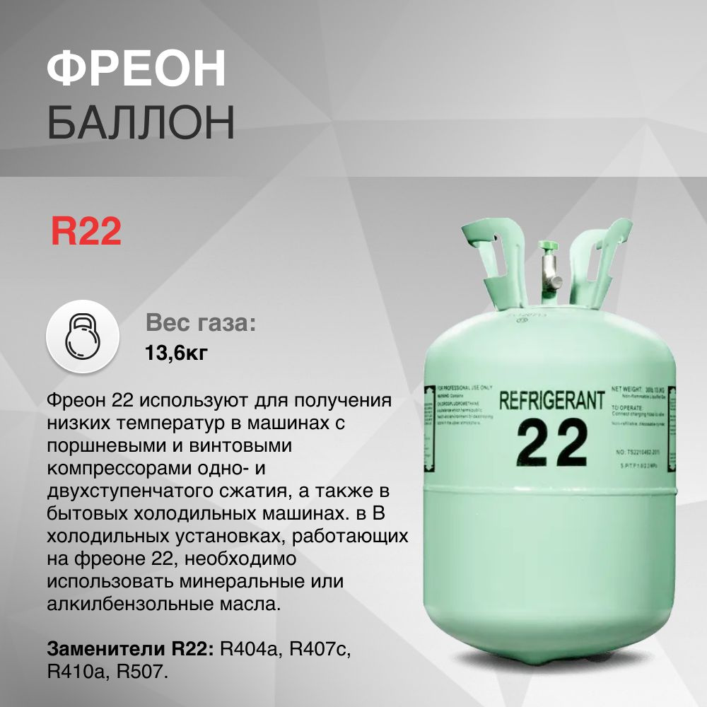 Фреон R22, баллон 13,6 кг - купить с доставкой по выгодным ценам в интернет-магазине OZON ...