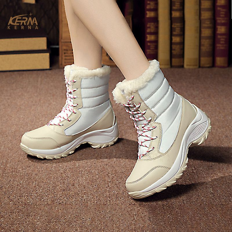 Ботинки Женский KERNA бежевый, размер 42 Зима R (средняя) Шнурки Танкетка Китай купить c ...