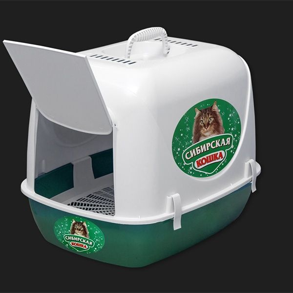 Туалет для кошек Сибирская кошка "Альбус", закрытый с сеткой, 50х38х40 ...