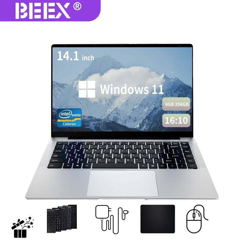 Ноутбук BEEX, 14, N7P-N4000, Intel Celeron N4000, 8 ГБ, Intel UHD ...