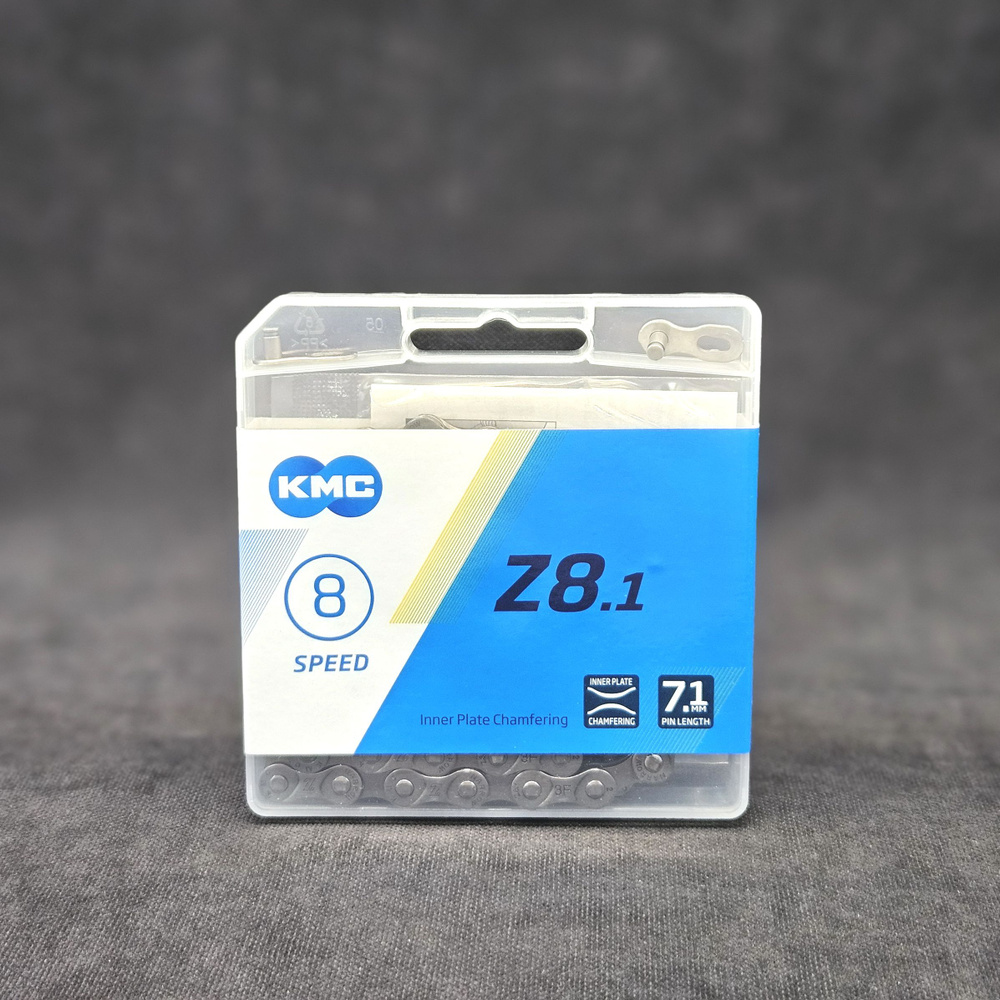 Цепь велосипедная KMC Z8.1 Gray, 8 скоростей, 114 звеньев, с замком ...