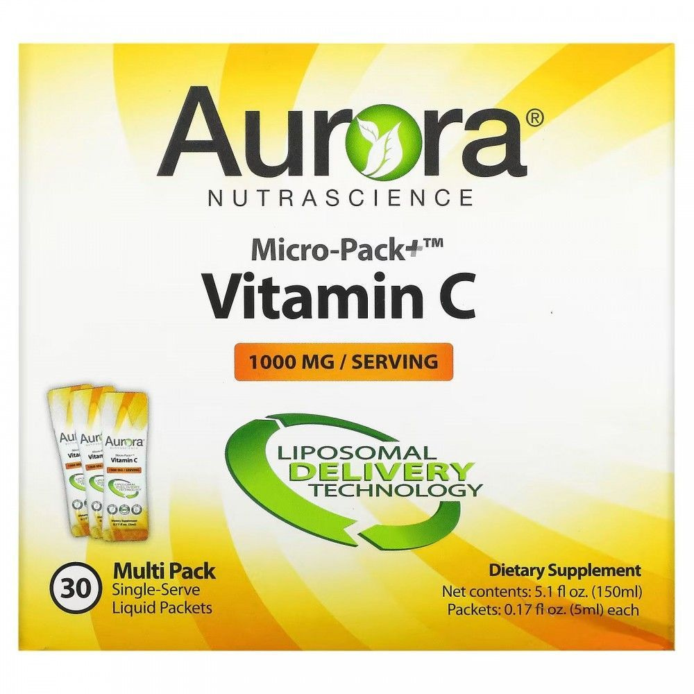 Aurora Nutrascience, Micro-Pack+, Vitamine C, липосомальный витамин C, 1000 мг, 30 порционных ...