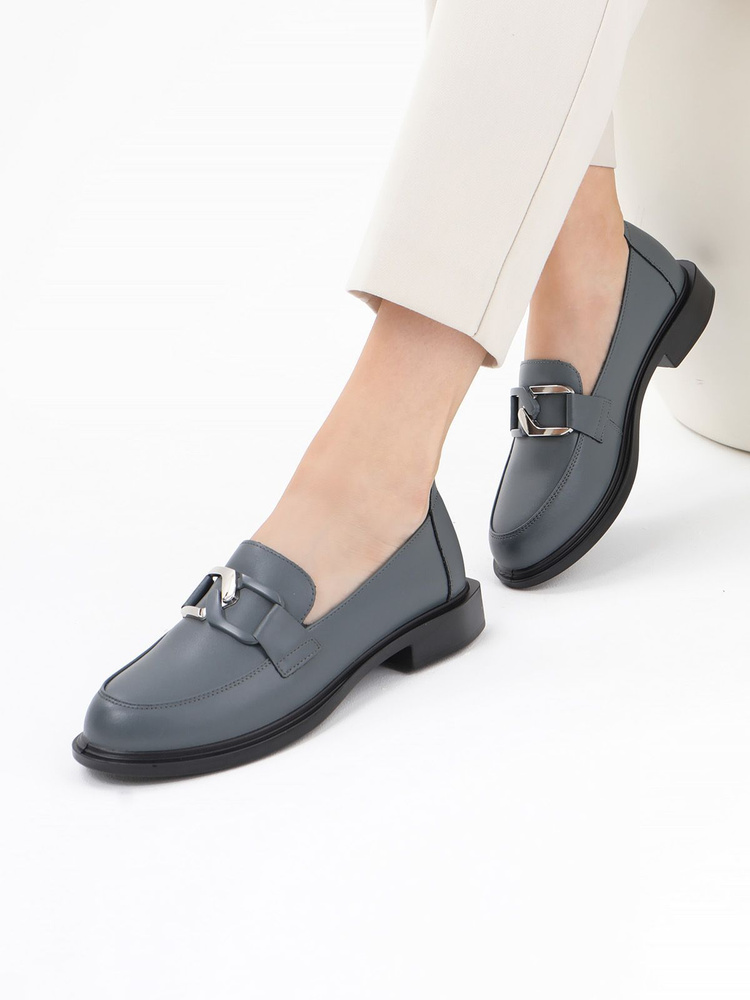 Лоферы Женский Covani голубой меланж, серо-голубой, размер 40 Стандартный низкий (до 4 см) На ...