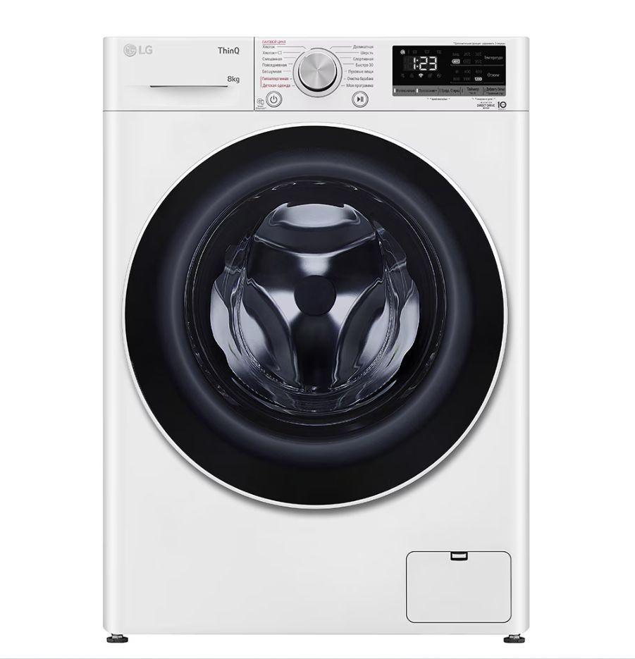 LG Стиральная машина автомат F2V5PS0W 8 кг, глубина 47.5 см, 14 программ, инверторный двигатель ...