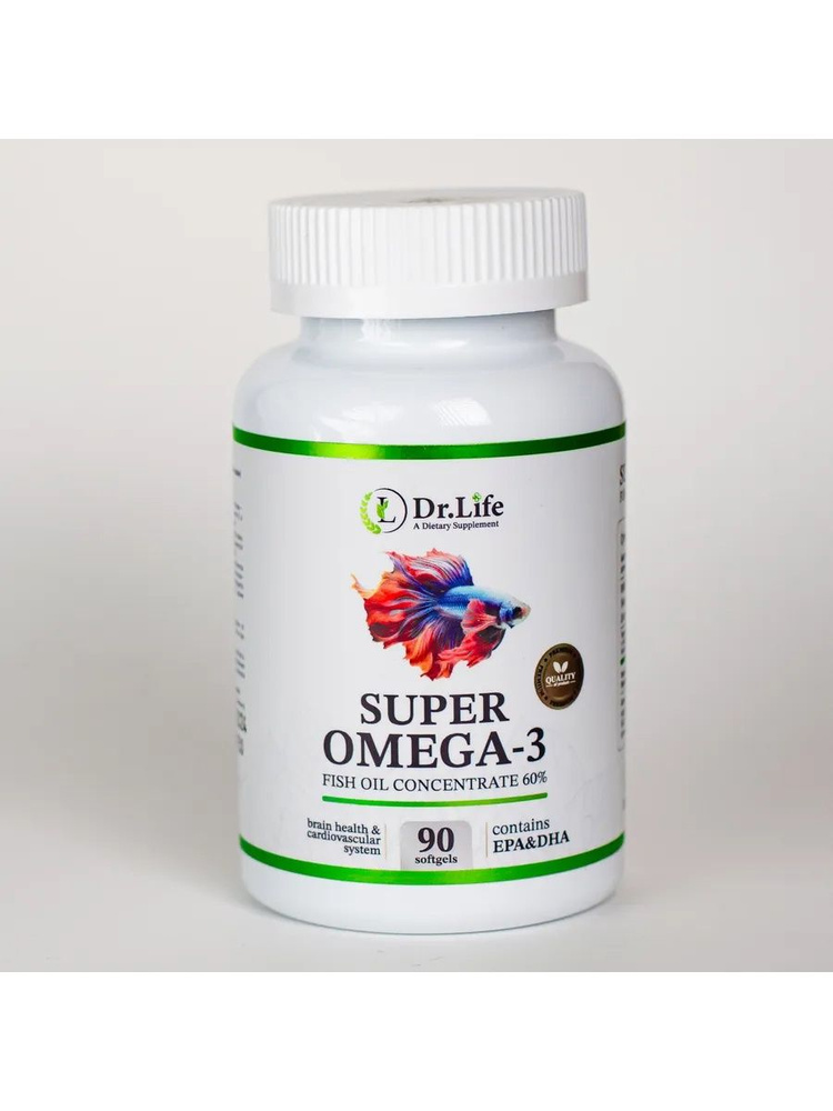 Dr.life Super Omega 3 60% Омега-3 Рыбий жир высокой концентрации, 90 ...