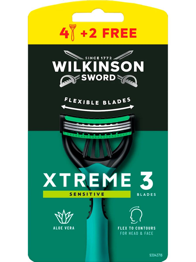 Wilkinson Sword Бритвы одноразовые XTREME 3 Sensitive (6 станков), 3 ...