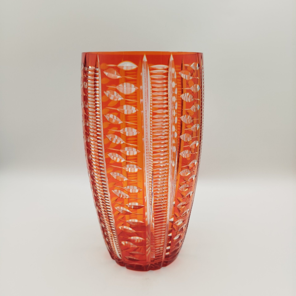 Ваза винтажная Листики, стекло, алмазная грань, Стекольный завод Красный май, СССР, 1960-1980 гг ...