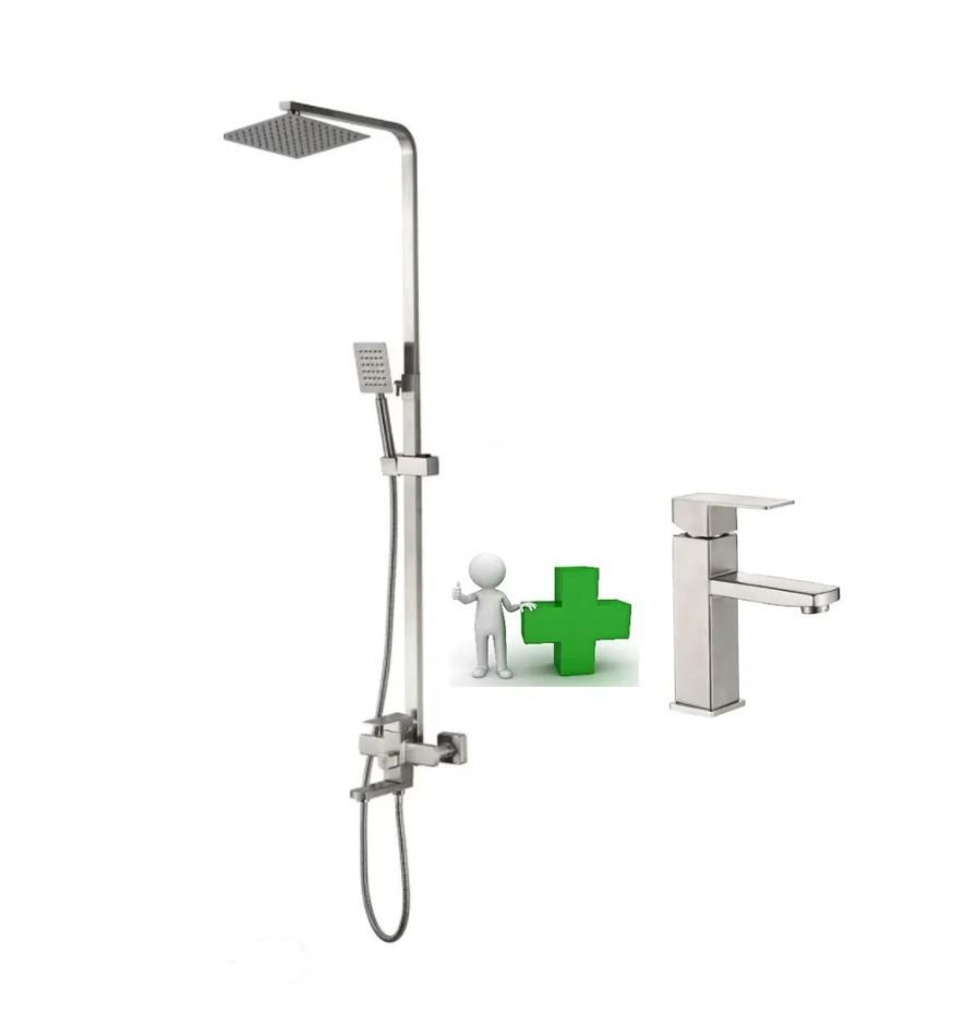 Душевая система с тропическим душем и смеситель для раковины Haiba HB24803-HB10803, нержавеющая ...