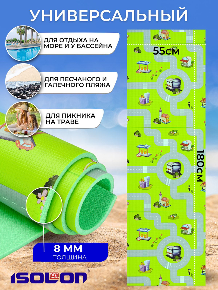 Коврик для фитнеса Decor 8 / ISOLON / Плотный, яркий, не промокает, для отдыха и пляжа. 2 ...