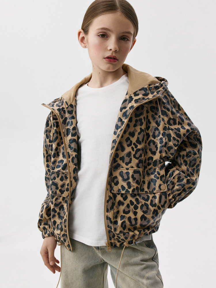 Куртка Девочки Sela разноцветный Плащевка размер 152 Демисезон укороченный Без наполнителя