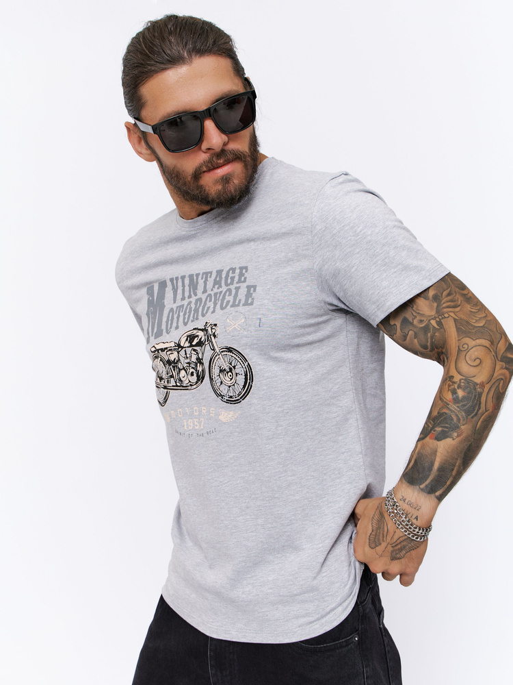 Футболка Мужской AXXELLA серый меланж Короткий, размер 56 Хлопок ...