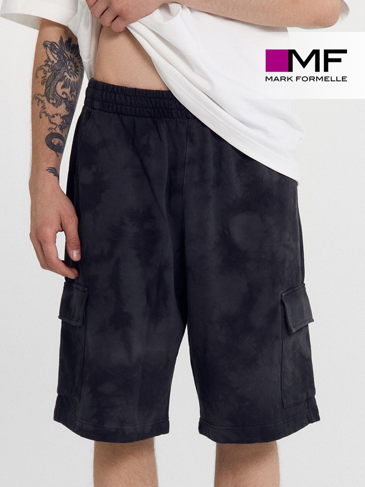 Шорты Мужской Mark Formelle Повседневный темно-синий, размер 50 Футер, рост 182 Пояс свободный ...