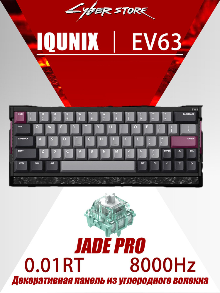 IQUNIX Игровая клавиатура проводная EV63, (GATERON Magnetic Jade Pro ...