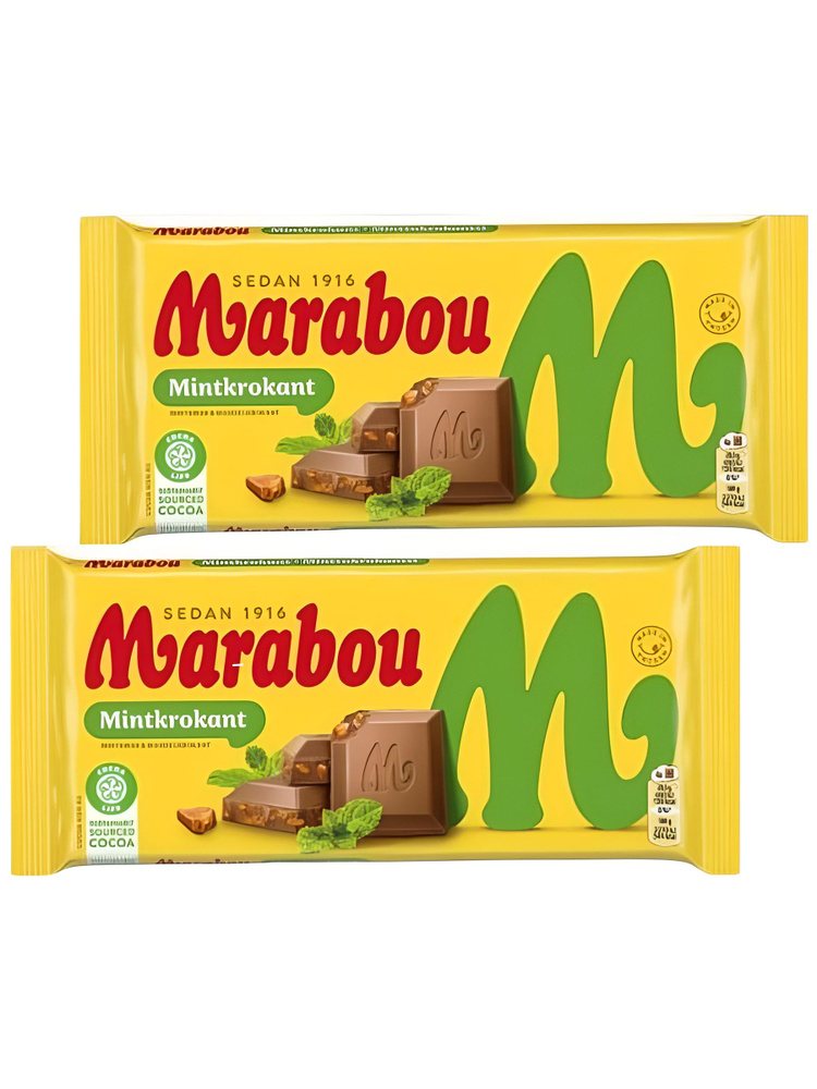 Шоколад MARABOU молочный MINTKROKANT 2х200 грамм (карамель и мята ...