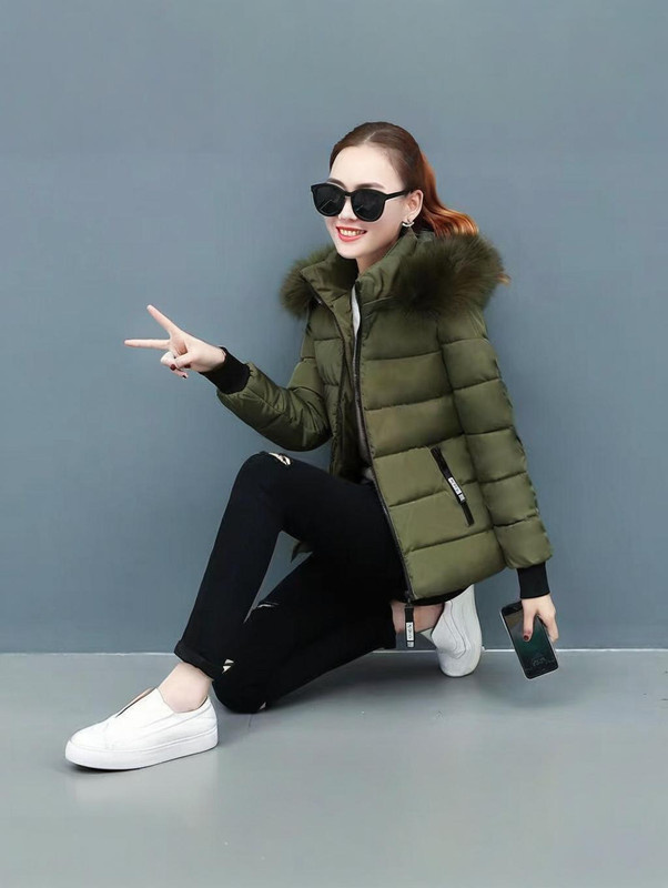 Куртка Женский ZinBee Карманы болотный круглый Политекс, размер 46 Длинный Зима облегающий Китай ...