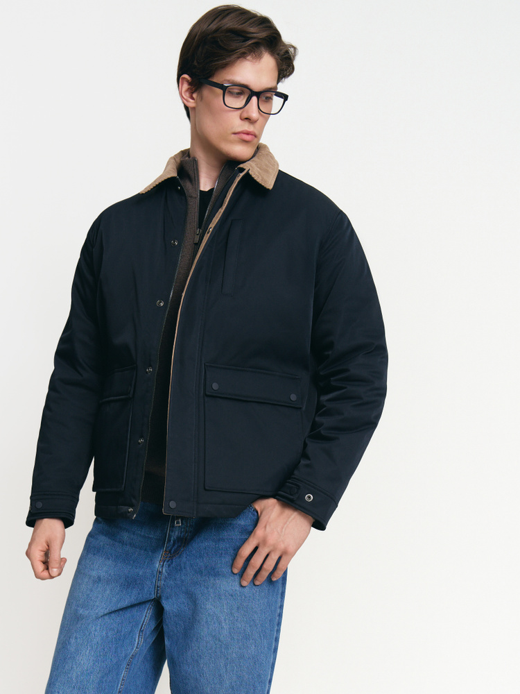 Куртка Мужской Zolla темно-синий Полиэстер, размер 52 Длинный Демисезон Китай купить c доставкой ...