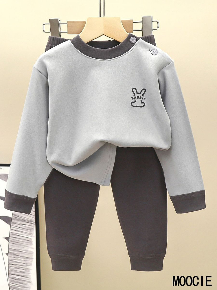 Комплект термобелья Девочки, Мальчики MOOCIE, размер 150 Еврозима Лавсан серый Китай Длинный ...