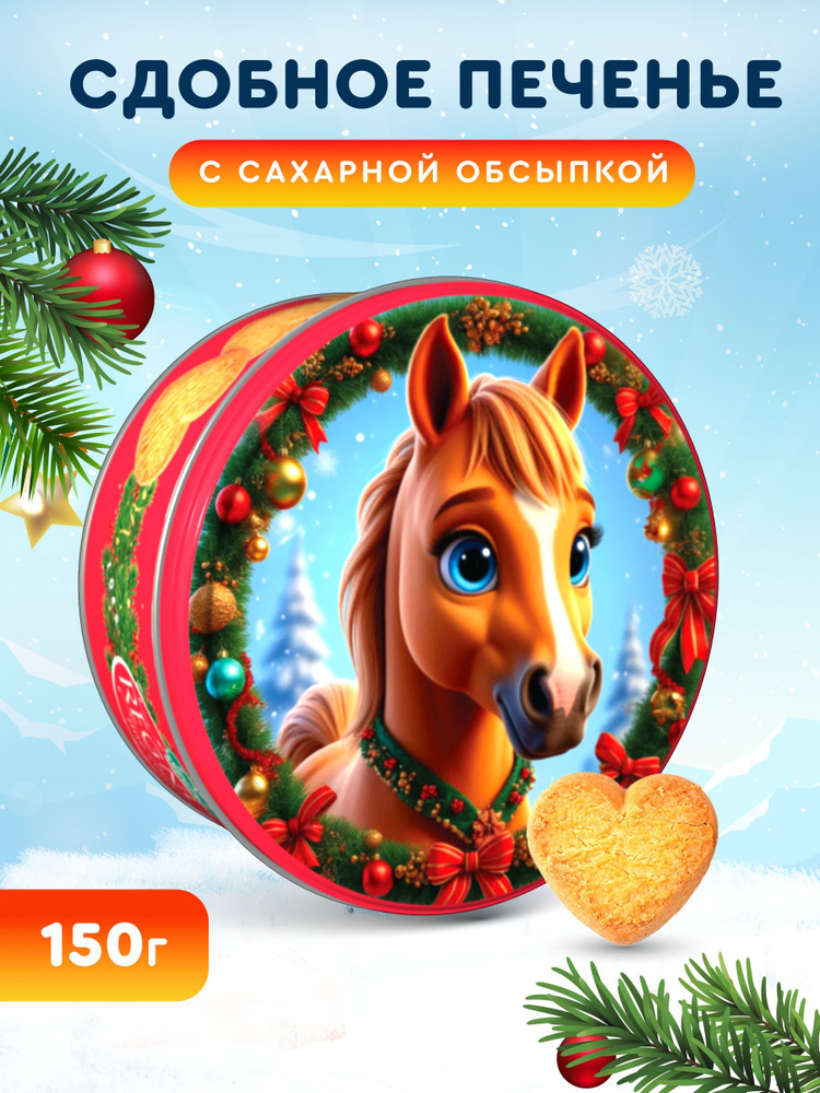 Печенье символ 2026 года, новогодняя лошадка Грация,ж/б 150 г. купить на OZON по низкой цене ...