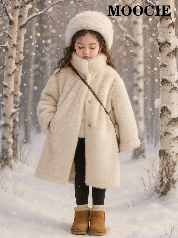 Пальто Девочки MOOCIE бежевый Полиэстер, размер 120 Зима купить c доставкой на OZON по низкой ...