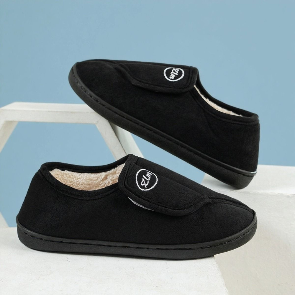 Тапочки Мужской, Женский, размер 36, 37 1 черный Декоративная отстрочка Круглый нос Китай ...