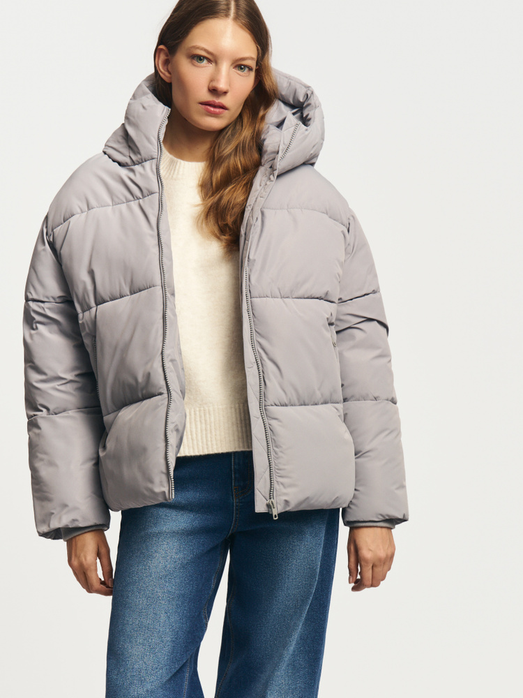 Куртка Женский Zolla серый Полиэстер, размер 46 Длинный Зима Китай купить c доставкой на OZON по ...
