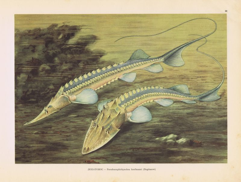 Рыбы. Лопатонос (осетровые). Антикварная офсетная литография. СССР, 1949 г. купить на OZON по ...