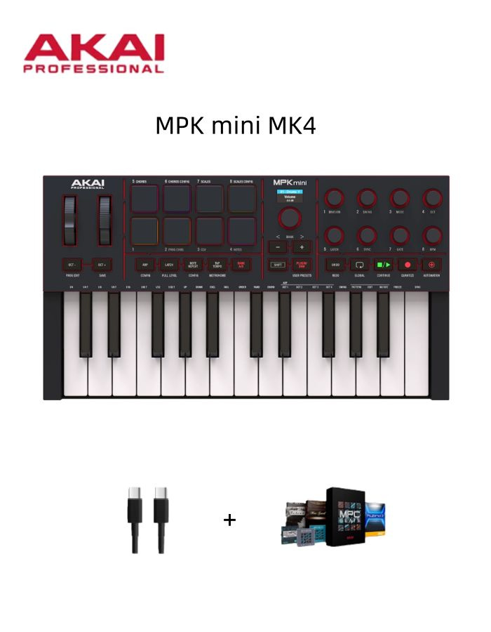 AKAI mpk mini MK4 midi-клавиатура, электрическая перкуссионная панель ...