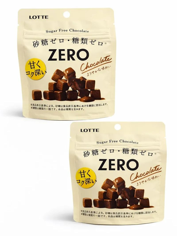 LOTTE Zero Mild Шоколад молочный без сахара, мягкая упаковка, 40 гр х 2 ...