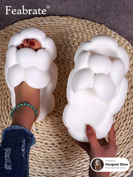 Шлепанцы Женский Feabrate, размер 35, 36 EVA Круглый нос, Толстая подошва Без застёжки Лето ...