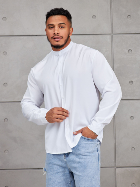 Рубашка Мужской GOODWIN ENACTMENT белый Длинный Полиэстер Воротник, Манжеты Однотонный, размер ...