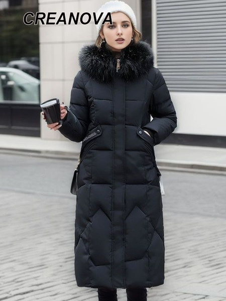 Пуховик Женский CREANOVA черный V-образный Softshell, размер 52 Длинный Зима Thermalrate Китай ...