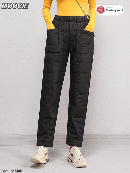 Брюки утепленные Женский CHAOPAI черный Повседневный, размер 44 Еврозима Китай Однотонный купить ...