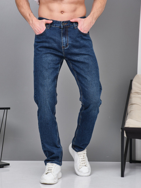 Джинсы Мужской LD wear темно-синий прямые Хлопок, Эластан, размер 50 прямой Молния, Пуговицы ...