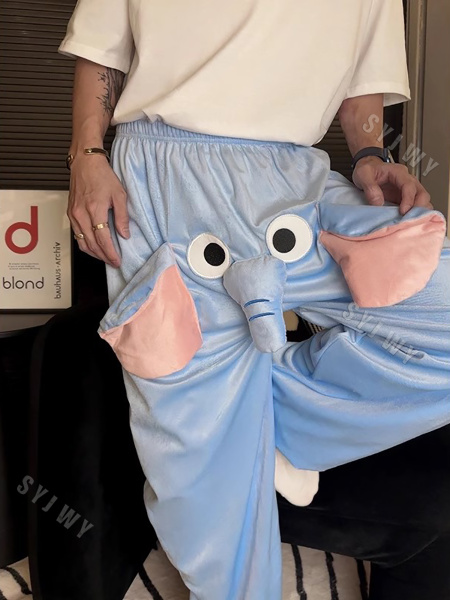 Брюки Мужской, Женский SYJWY светло-синий для дома Капрон Вечерний/праздничный, размер 44 Без ...