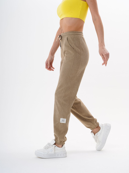 Брюки Женский XF.BUSF джоггеры, утепленные бежевый Вельвет, Микровельвет Повседневный, размер 48 ...