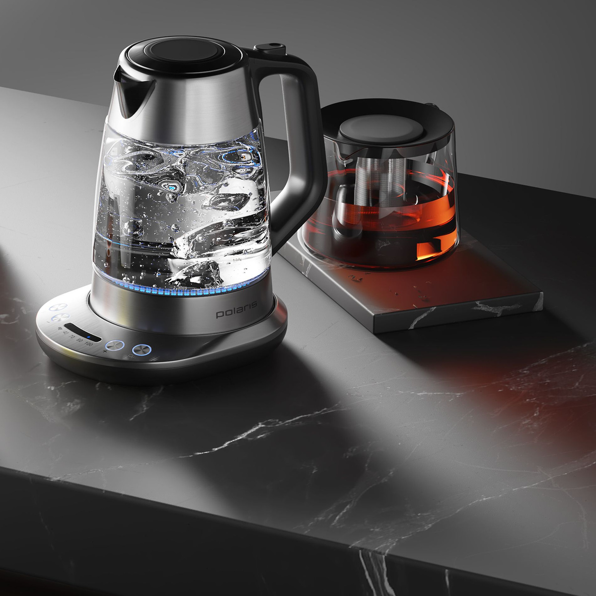 Электрический чайник Polaris PWK 1775CGLD Wi-Fi IQ Home с подсветкой и ...