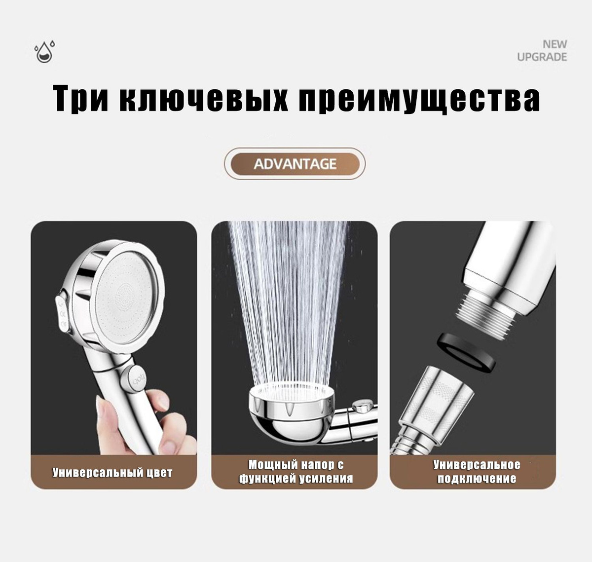 Душевая насадка с 3 режимами напора воды и фильтром очистки купить на ...