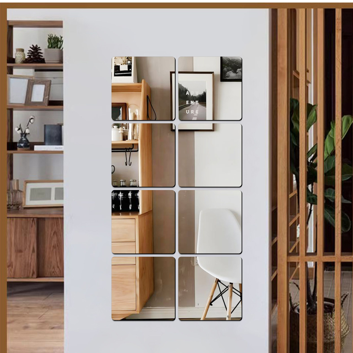 Зеркальная плитка самоклеющаяся Зеркальные наклейки для интерьера Настенный декор соты18