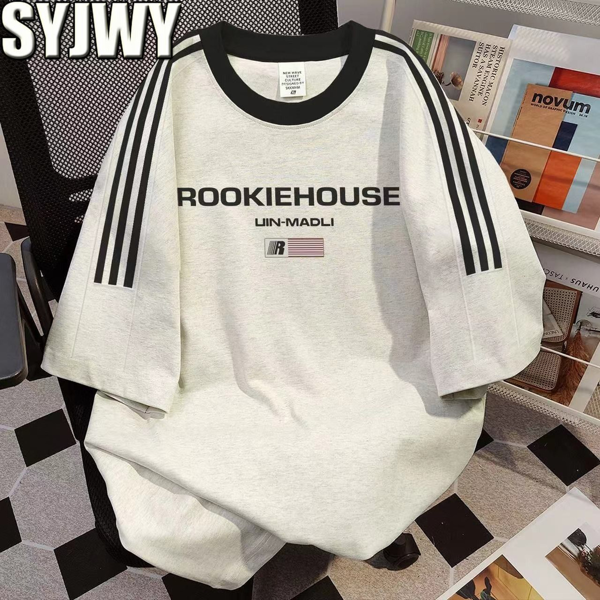 Футболка Женский белый Короткий размер 44 Лавсан Логотип Повседневный Китай купить C доставкой