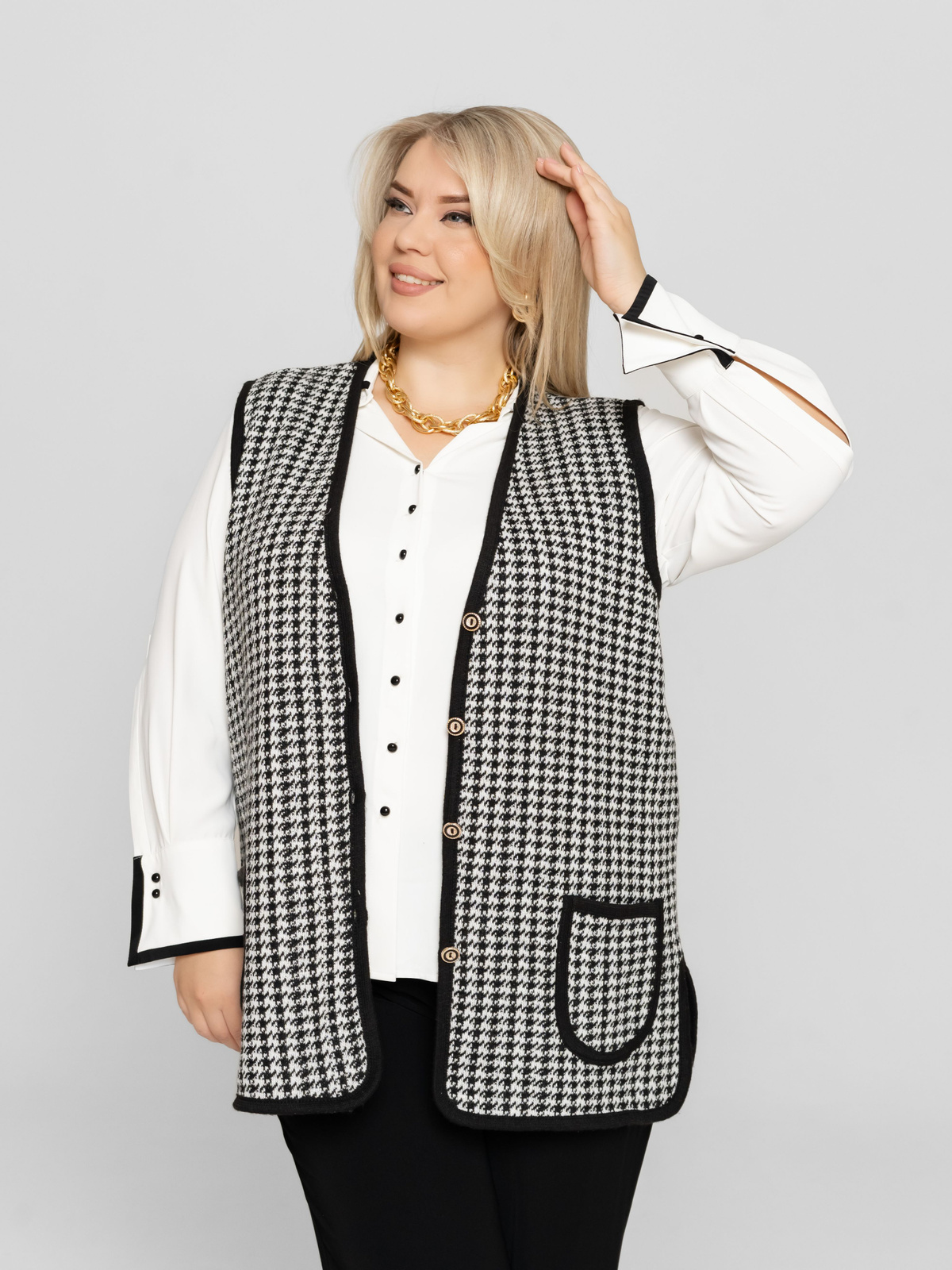 Жилет Женский SAFI&AMI Collection бордовый Трикотаж, размер 60 Карманы прямой трикотажный ...