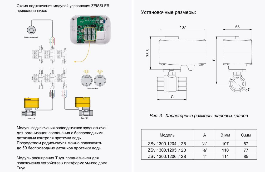 Система защиты от протечек воды+TUYA 3/4 "ZEISSLER" ZSw.1312.0105 купить на OZON по низкой цене ...