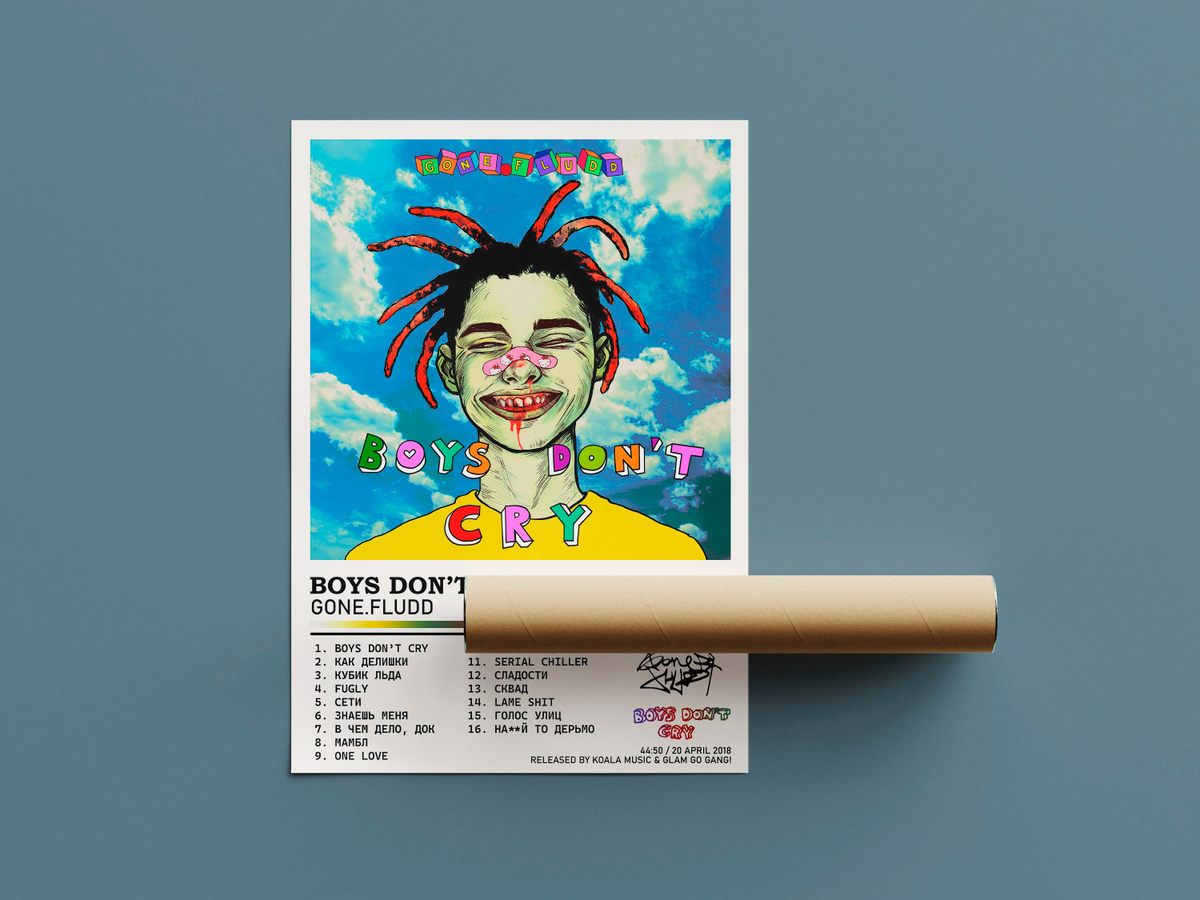Постер Музыка, Надпись Gone.Fludd Boys Don't Cry, 40 30 купить c ...
