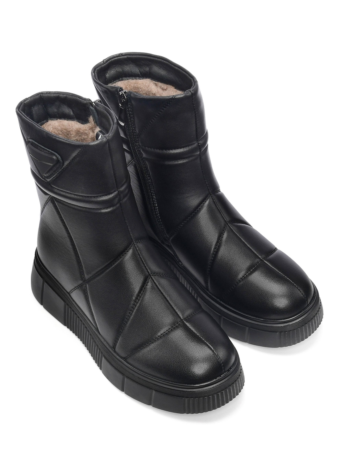 Дутики Женский Covani черный каменный, черный Натуральная кожа Зима Без застёжки 6 Россия ...