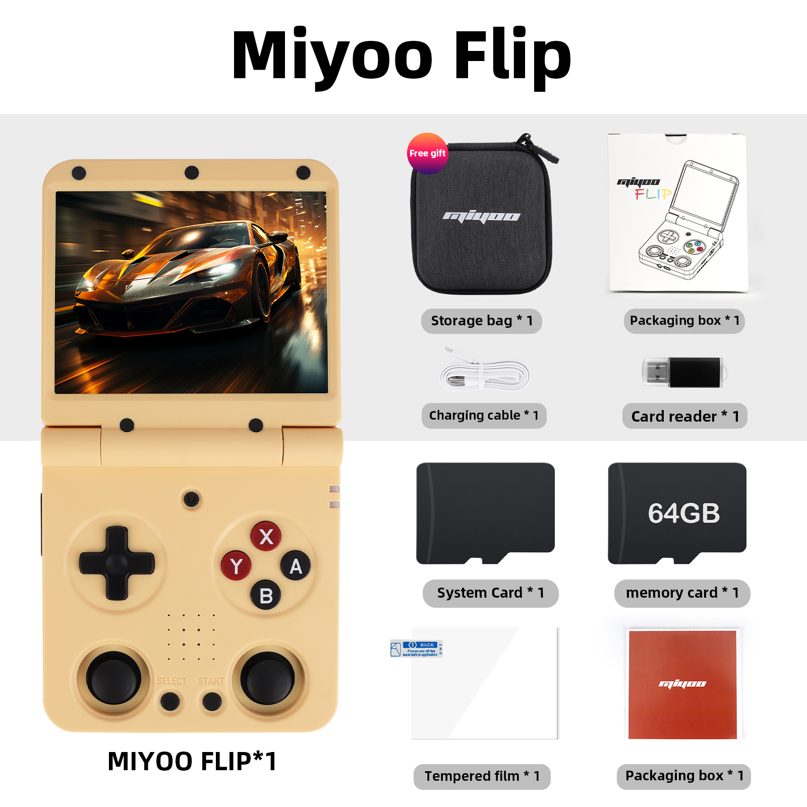Ретро-игровая консоль Miyo flip64G с 3,5-дюймовым IPS-экраном и ...