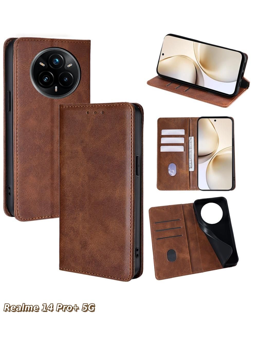 Чехол-книжка на Realme 14 Pro+ / Реалми 14 Про Плюс,Телячья кожа ...