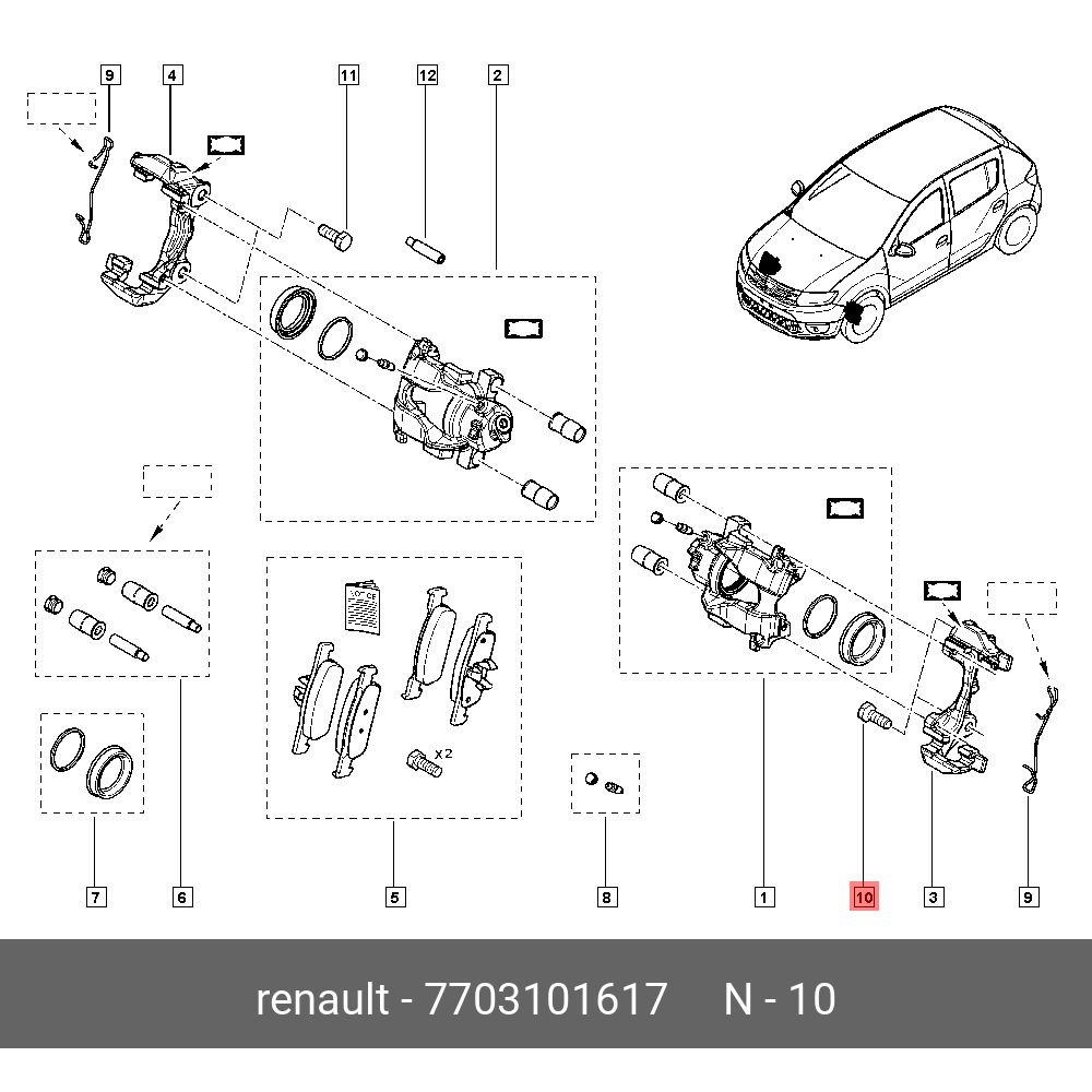 Болт крепления скобы суппорта renault RENAULT 7703101617 купить на OZON ...