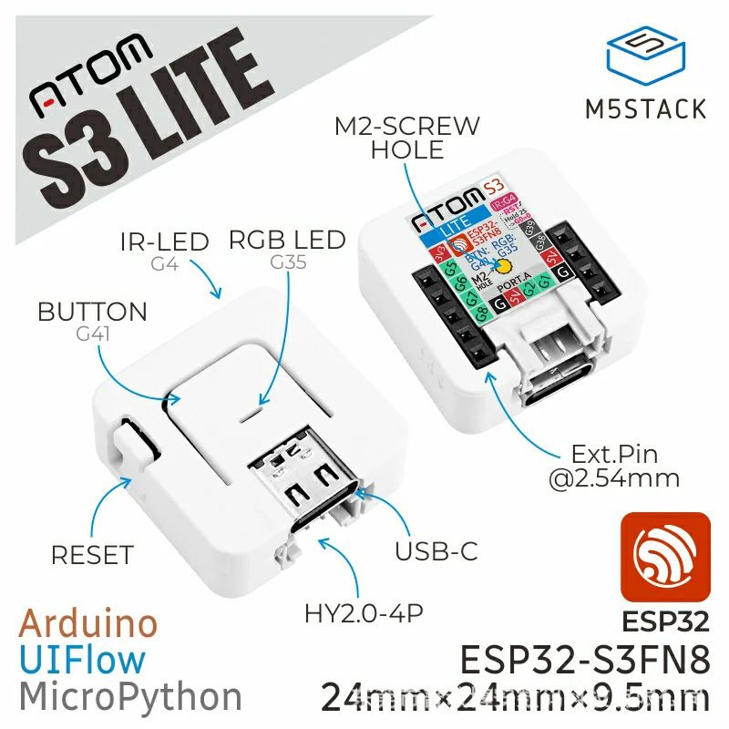 Официальный M5Stack AtomS3 Lite ESP32-S3 программируемый контроллер и ...